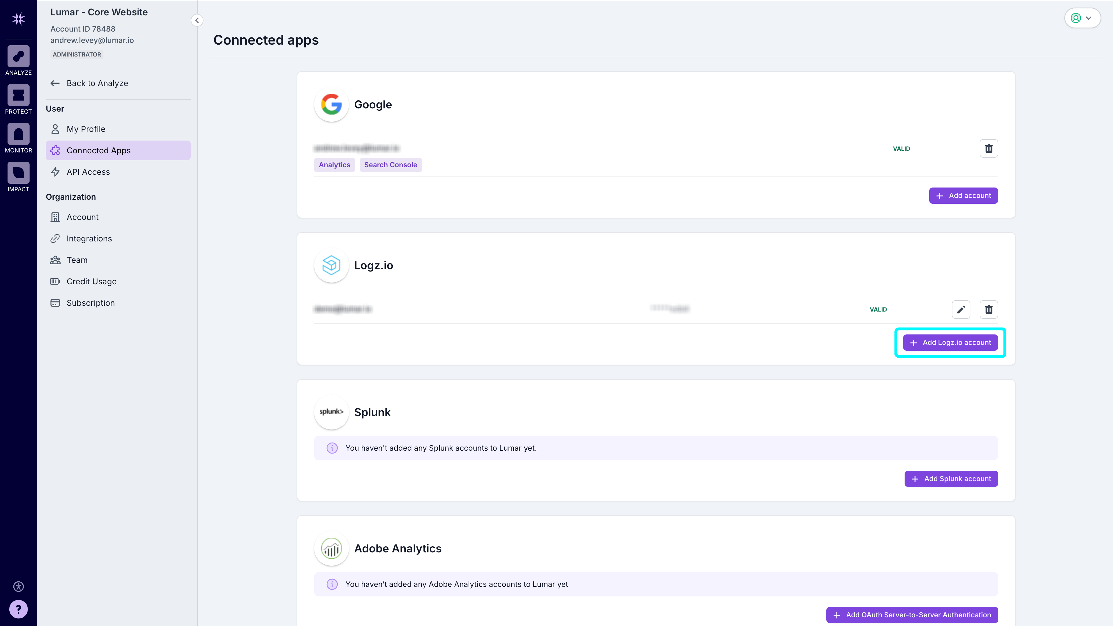 Create a New API Token in Logz.io – Lumar